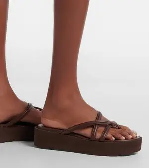 GIANVITO ROSSI Nadina Leather Platform Sandals - Brown