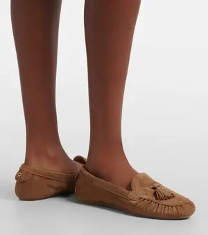 GIANVITO ROSSI Thea Tasseled Suede Loafers - Brown