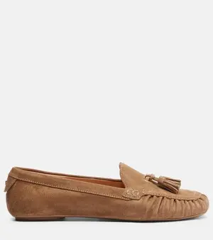 GIANVITO ROSSI Thea Tasseled Suede Loafers - Brown