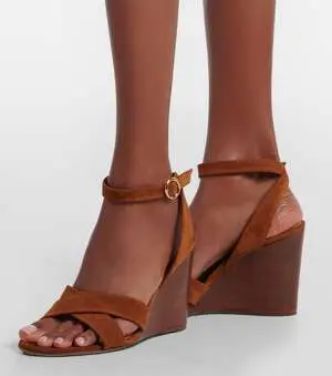 GIANVITO ROSSI Suede Wedge Sandals