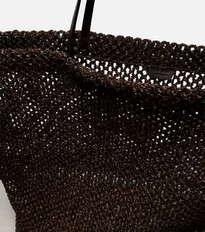 THE ROW Barn Medium Leather-trimmed Mesh Tote Bag