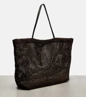 THE ROW Barn Medium Leather-trimmed Mesh Tote Bag