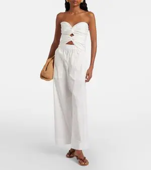 Simkhai Cornelia Cutout Ruched Cotton-blend Top