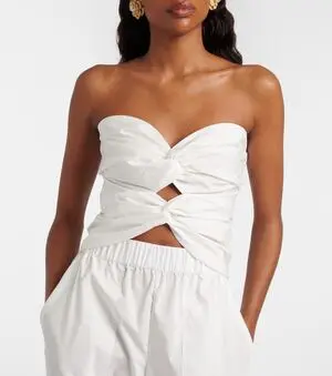 Simkhai Cornelia Cutout Ruched Cotton-blend Top