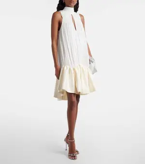 ROTATE BY BIRGER CHRISTENSEN Bridal Tie-neck Draped Mini Dress