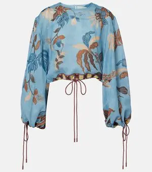 ALEMAIS Alémais Georgie Cropped Printed Top - Blue
