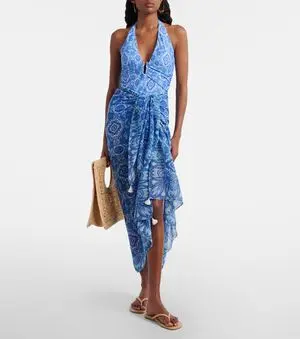 Heidi Klein Mykonos Printed Cotton And Silk Beach Cover-up