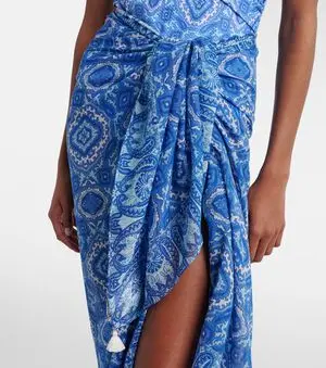 Heidi Klein Mykonos Printed Cotton And Silk Beach Cover-up