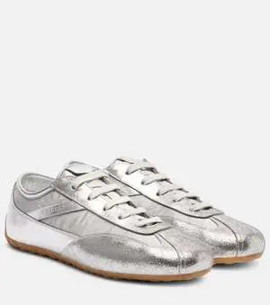 Alexander McQueen Boxe Metallic Leather Sneakers - Silver