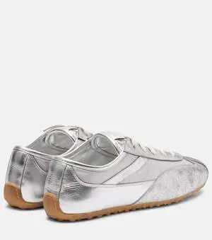 Alexander McQueen Boxe Metallic Leather Sneakers - Silver