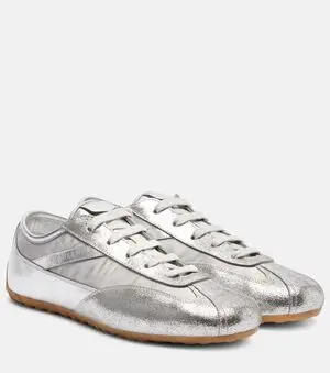 Alexander McQueen Boxe Metallic Leather Sneakers - Silver