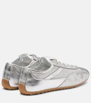 Alexander McQueen Boxe Metallic Leather Sneakers - Silver