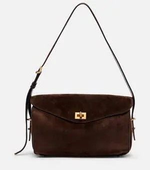 Balenciaga Le 7 Medium Suede Shoulder Bag - Brown