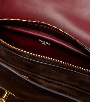 Balenciaga Le 7 Medium Suede Shoulder Bag - Brown