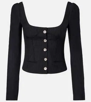 Alexander McQueen Chalk Stripe Wool And Mohair Bustier Top
