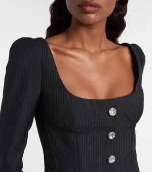 Alexander McQueen Chalk Stripe Wool And Mohair Bustier Top