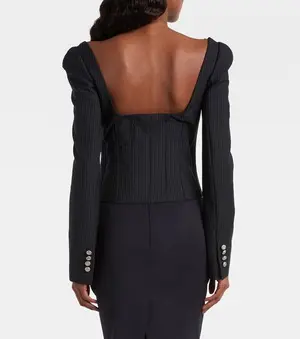 Alexander McQueen Chalk Stripe Wool And Mohair Bustier Top