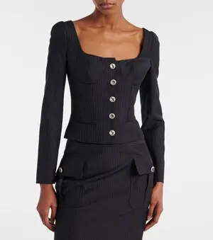 Alexander McQueen Chalk Stripe Wool And Mohair Bustier Top