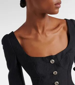 Alexander McQueen Chalk Stripe Wool And Mohair Bustier Top