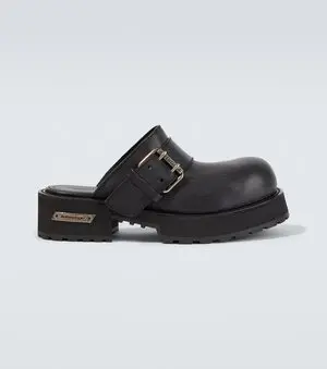 Balenciaga Venom Leather Mules - Black