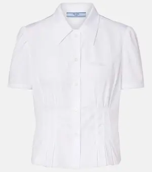 Prada Gathered Cotton Poplin Shirt