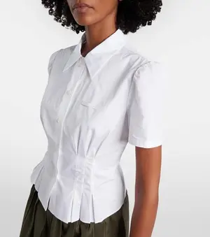 Prada Gathered Cotton Poplin Shirt