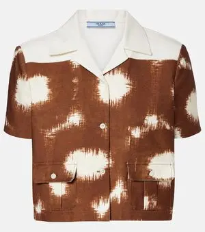 Prada Printed Cropped Cotton Shirt - Brown