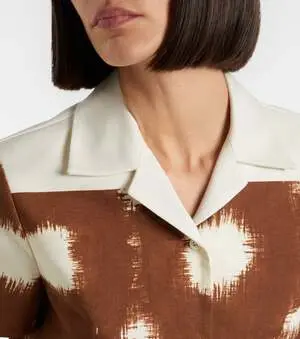 Prada Printed Cropped Cotton Shirt - Brown