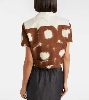 Prada Printed Cropped Cotton Shirt - Brown