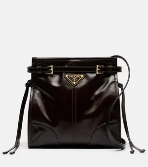 Prada Bonnie Mini Leather Shoulder Bag - Brown