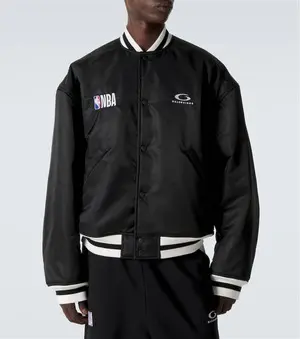 Balenciaga X Nba Logo Satin Bomber Jacket
