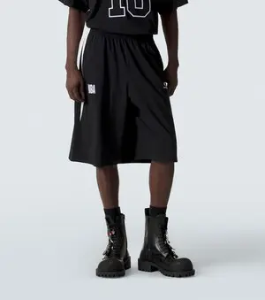Balenciaga X Nba Logo Cotton Fleece Shorts