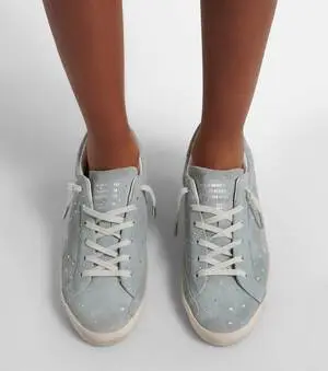 GOLDEN GOOSE Super-star Embellished Suede Sneakers