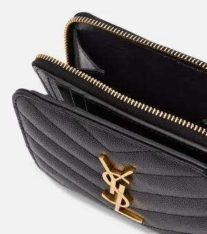 Saint Laurent Cassandre Matelassé Leather Wallet - Black
