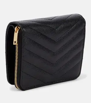 Saint Laurent Cassandre Matelassé Leather Wallet - Black