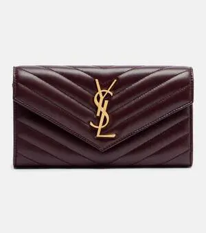 Saint Laurent Cassandre Matelassé Leather Wallet - Burgundy