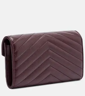 Saint Laurent Cassandre Matelassé Leather Wallet - Burgundy