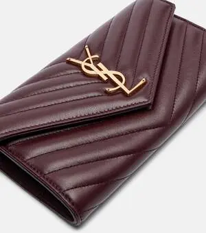 Saint Laurent Cassandre Matelassé Leather Wallet - Burgundy