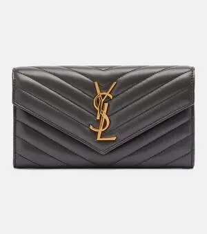 Saint Laurent Cassandre Matelassé Leather Wallet - Black