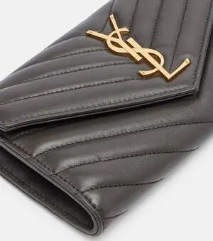 Saint Laurent Cassandre Matelassé Leather Wallet - Black