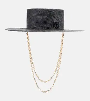 Ruslan Baginskiy Straw Boater Hat - Black