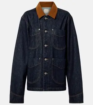 Khaite Wyatt Corduroy-trimmed Denim Jacket - Blue