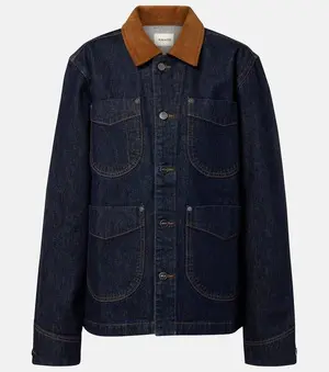 Khaite Wyatt Corduroy-trimmed Denim Jacket - Blue