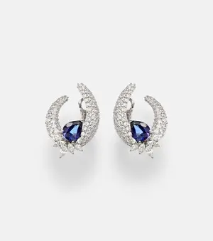 Yeprem 18kt White Gold Diamond And Sapphire Earrings - Silver