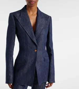 Gabriela Hearst Leiva Linen Blazer - Blue