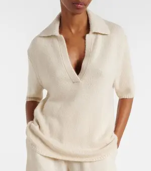 Gabriela Hearst Sohan Cashmere Polo Shirt - White