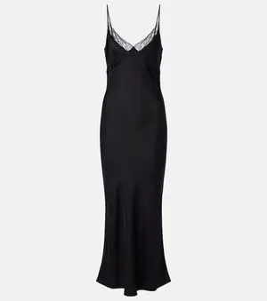 THE ROW Barina Lace-trimmed Silk Slip Dress - Black