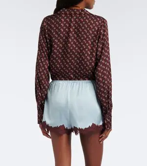 DÔEN Iona Lace-trimmed Silk Shorts - Blue