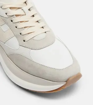 Hogan H696 Suede And Leather Platform Sneakers - White
