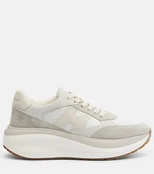 Hogan H696 Suede And Leather Platform Sneakers - White